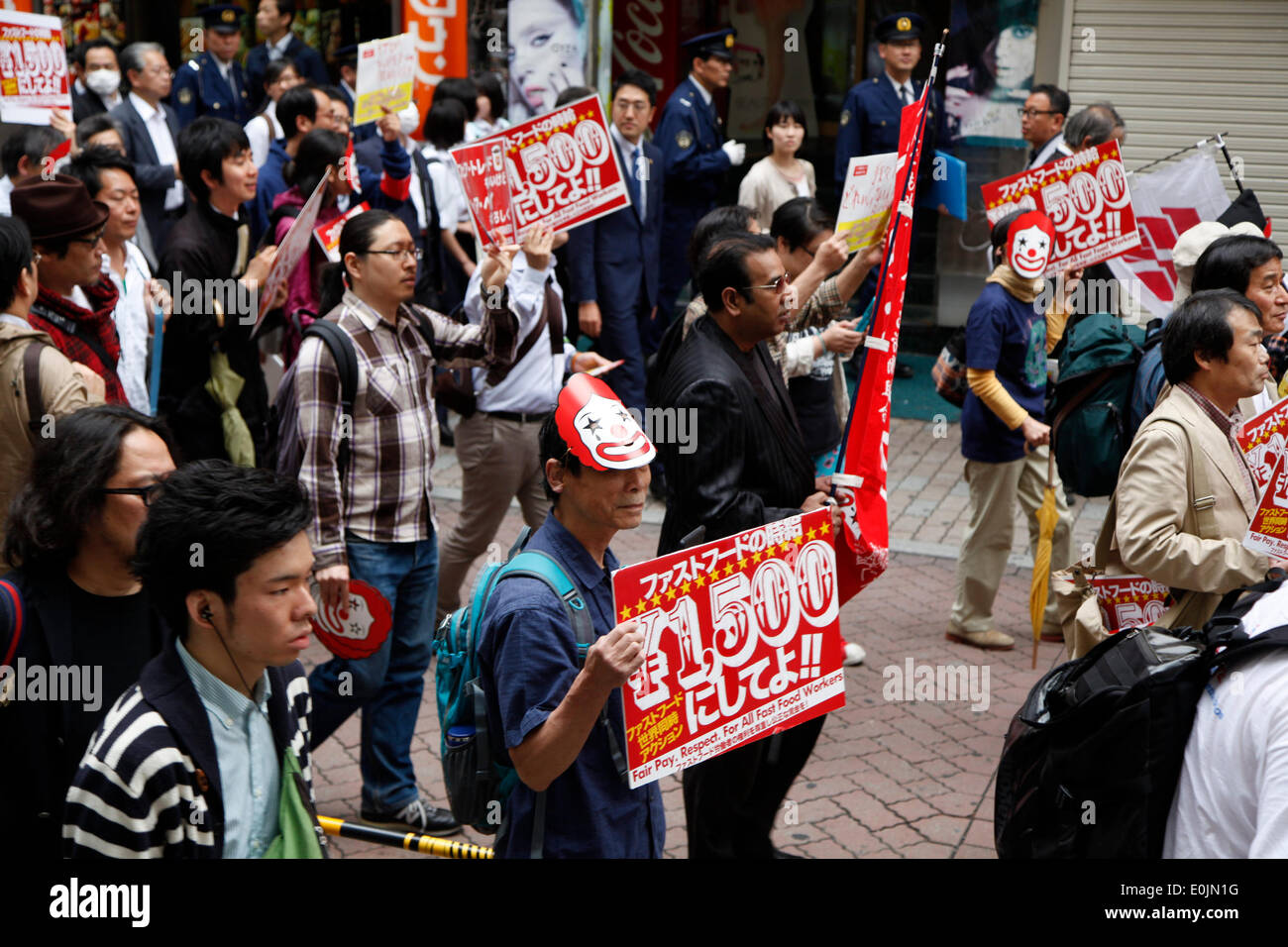 Tokyo, Japan - Fast-food workers protest for better payments and ...