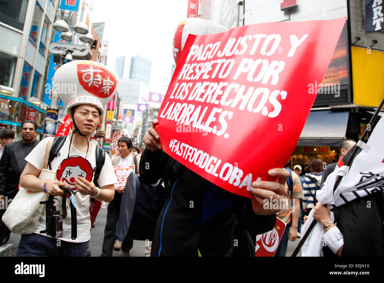 Tokyo, Japan - Fast-food workers protest for better payments and ...