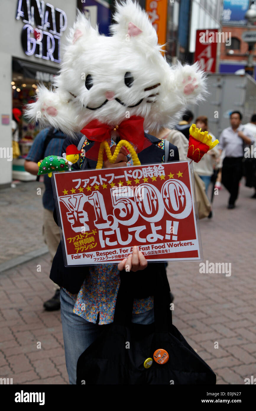Tokyo, Japan - Fast-food workers protest for better payments and ...