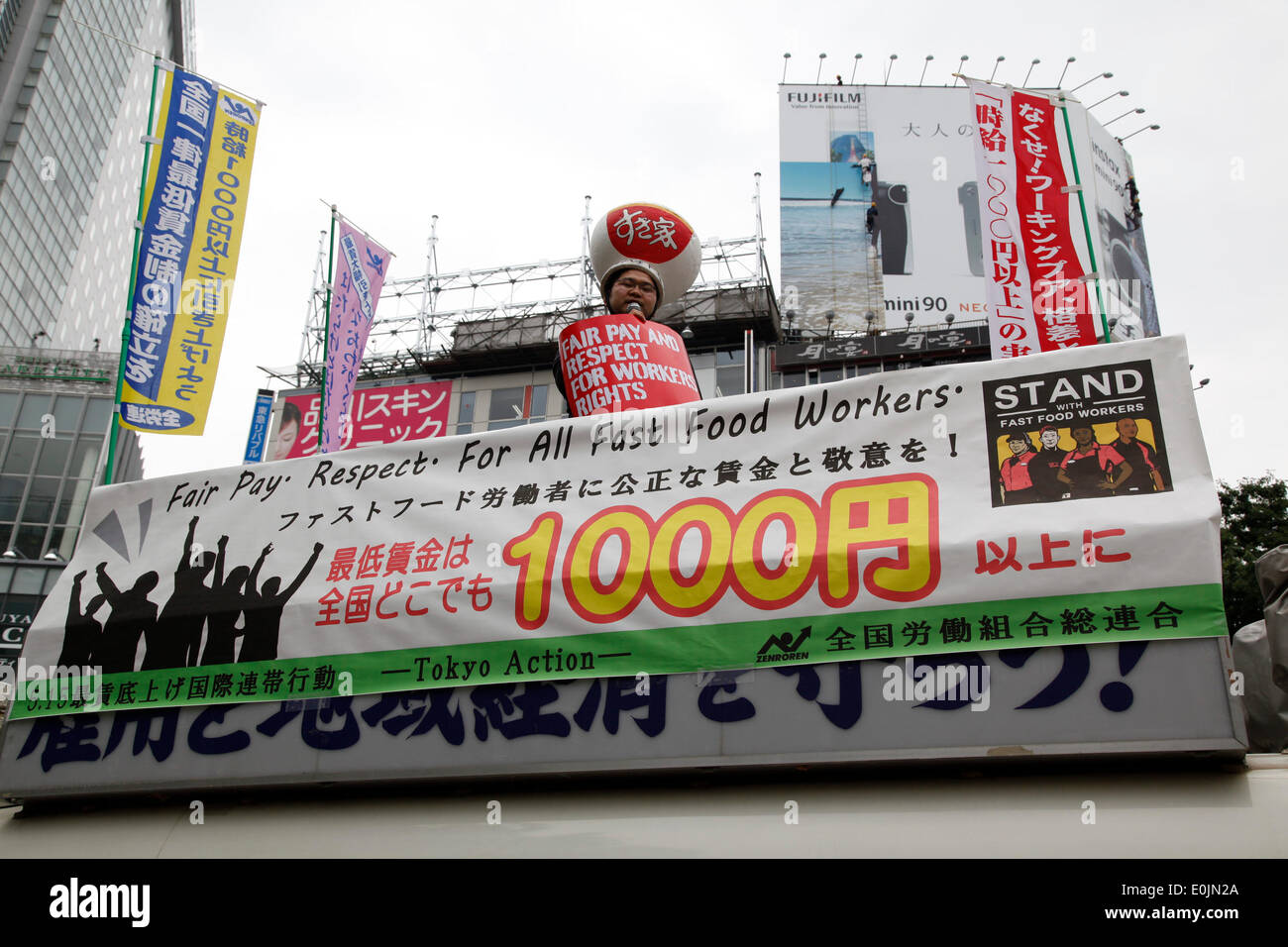 Tokyo, Japan - Fast-food workers protest for better payments and ...
