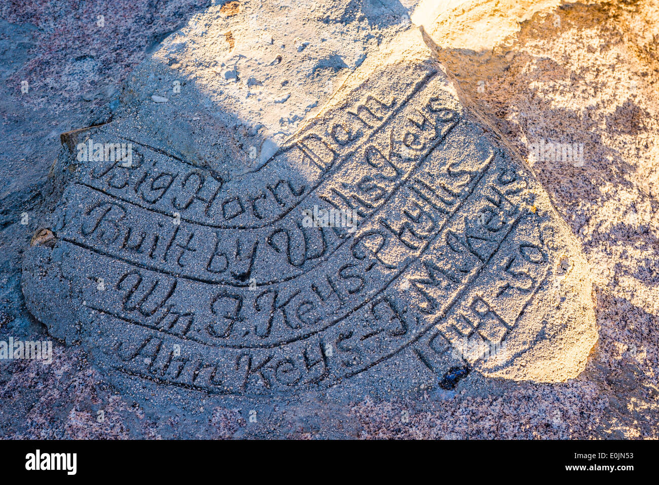 Inscription into concrete showing the Keys family worked on Barker Dam ...