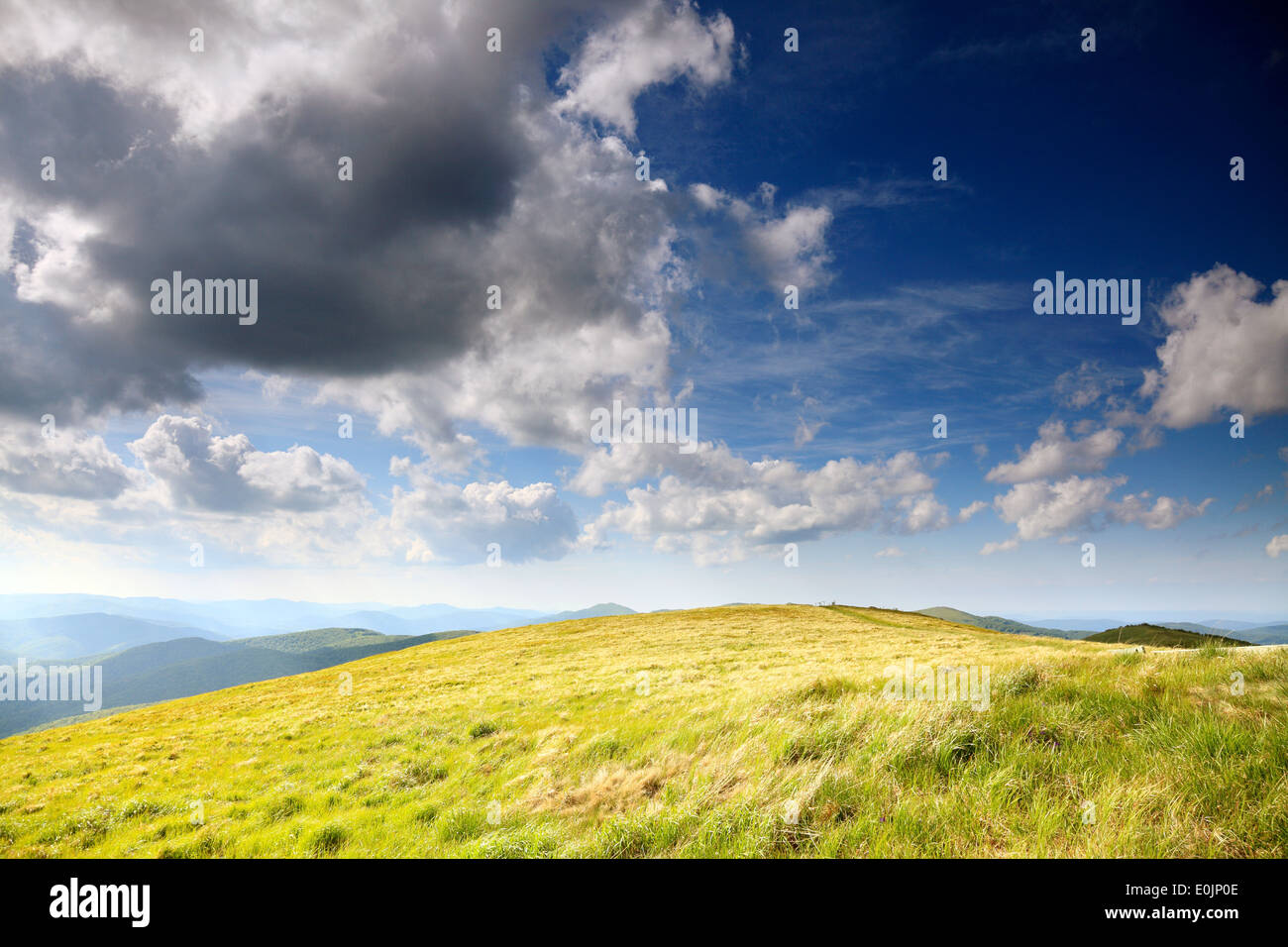 Nature and environment. Fields and hills. Mountain landscape in the ...