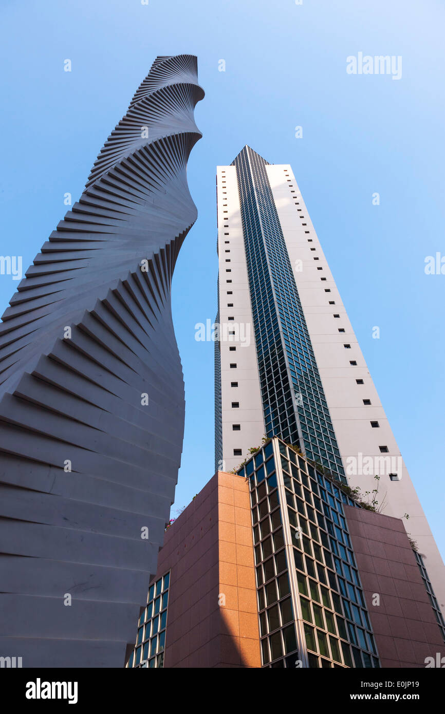 Looking up at two Tower Blocks Singapore Stock Photo - Alamy