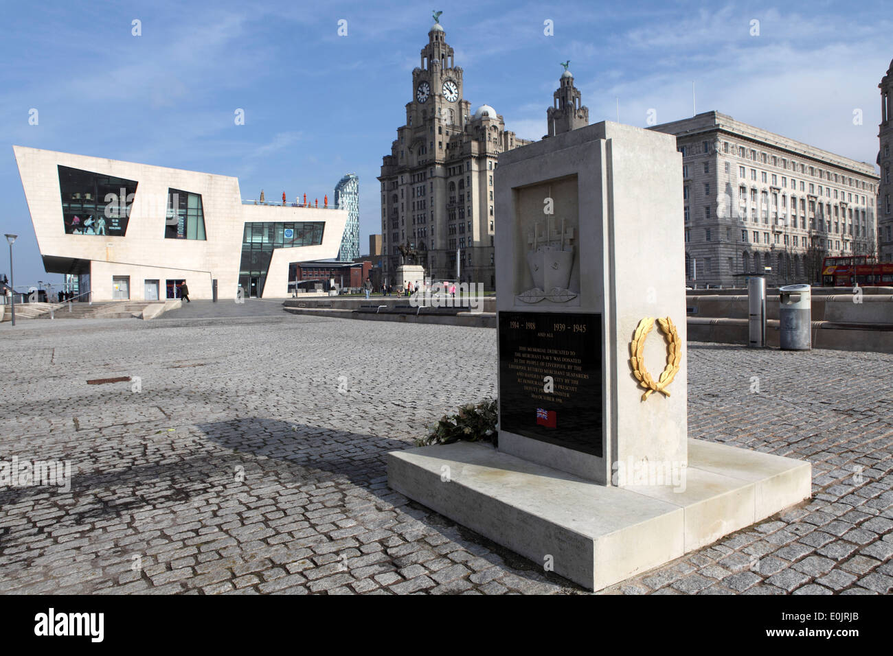 The Merchant Navy Memorial on the waterfront in Liverpool, United ...