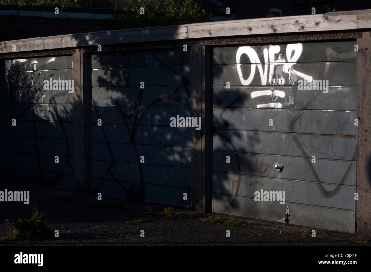 communal council garage garages door doors Stock Photo - Alamy