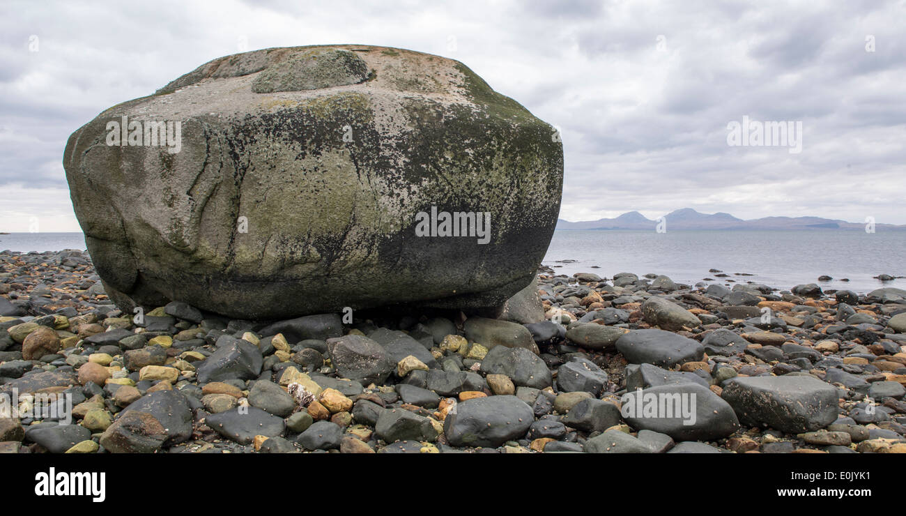 large rock,towards Isle of Mull, Kintyre peninsular, west coast of ...