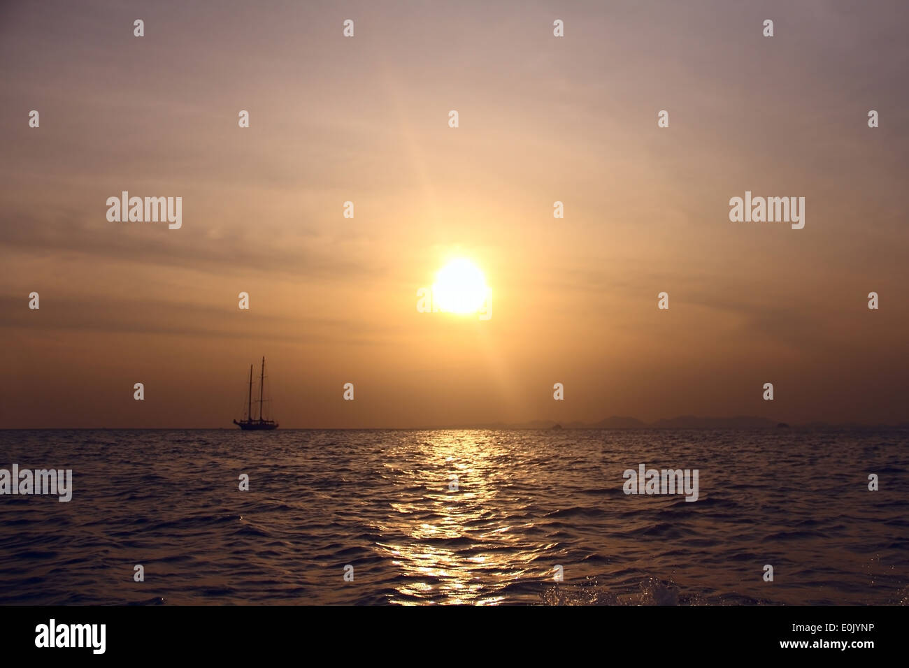 Sailing yahts on beautiful background of tropical islands Stock Photo ...