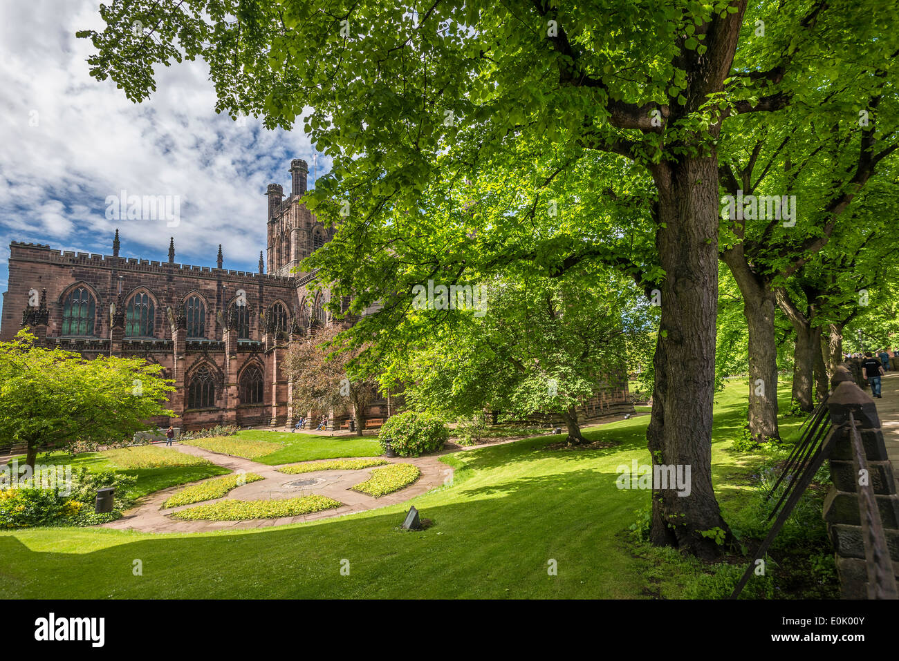 Chester cathedral with the Cheshire Regiment memorial in the foreground ...