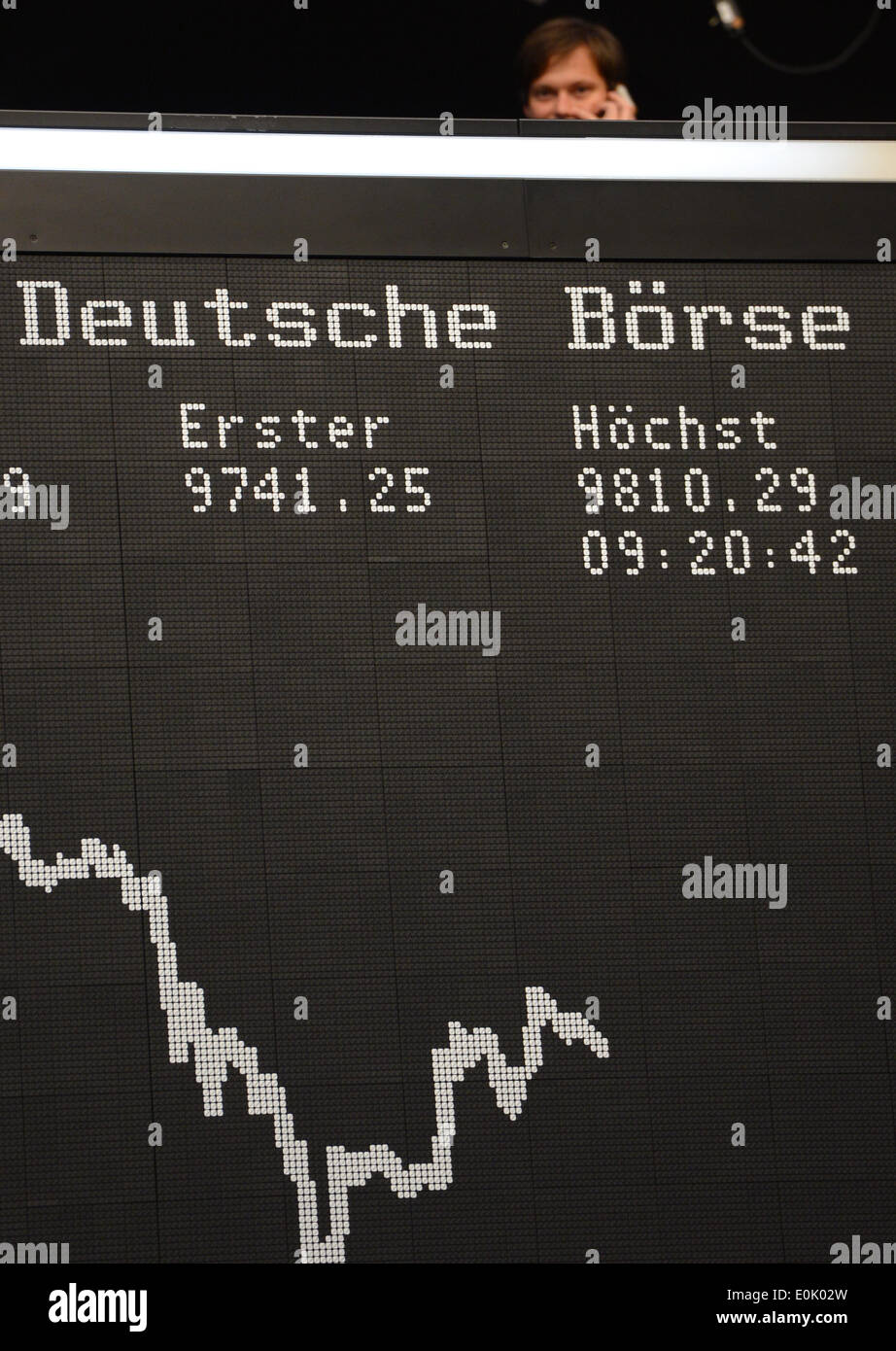 Frankfurt Main, Germany. 15th May, 2014. A board displays the German ...