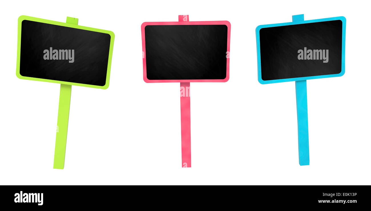 Set of color painted signboard blank plate illustrations with ...