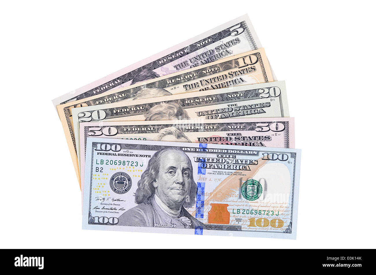 The dollar banknotes isolated on white background Stock Photo - Alamy
