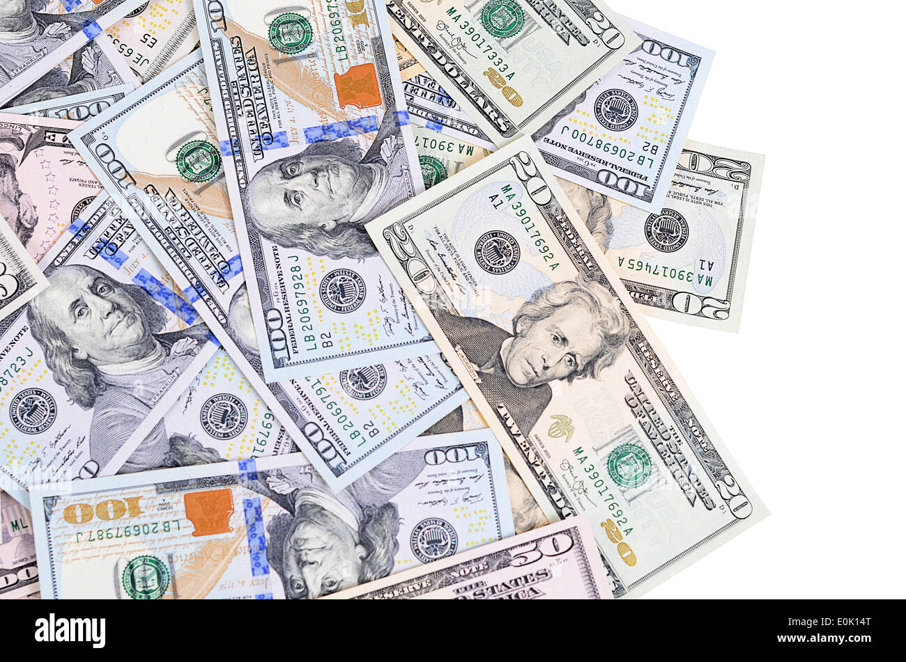 The dollar banknotes isolated on white background Stock Photo - Alamy