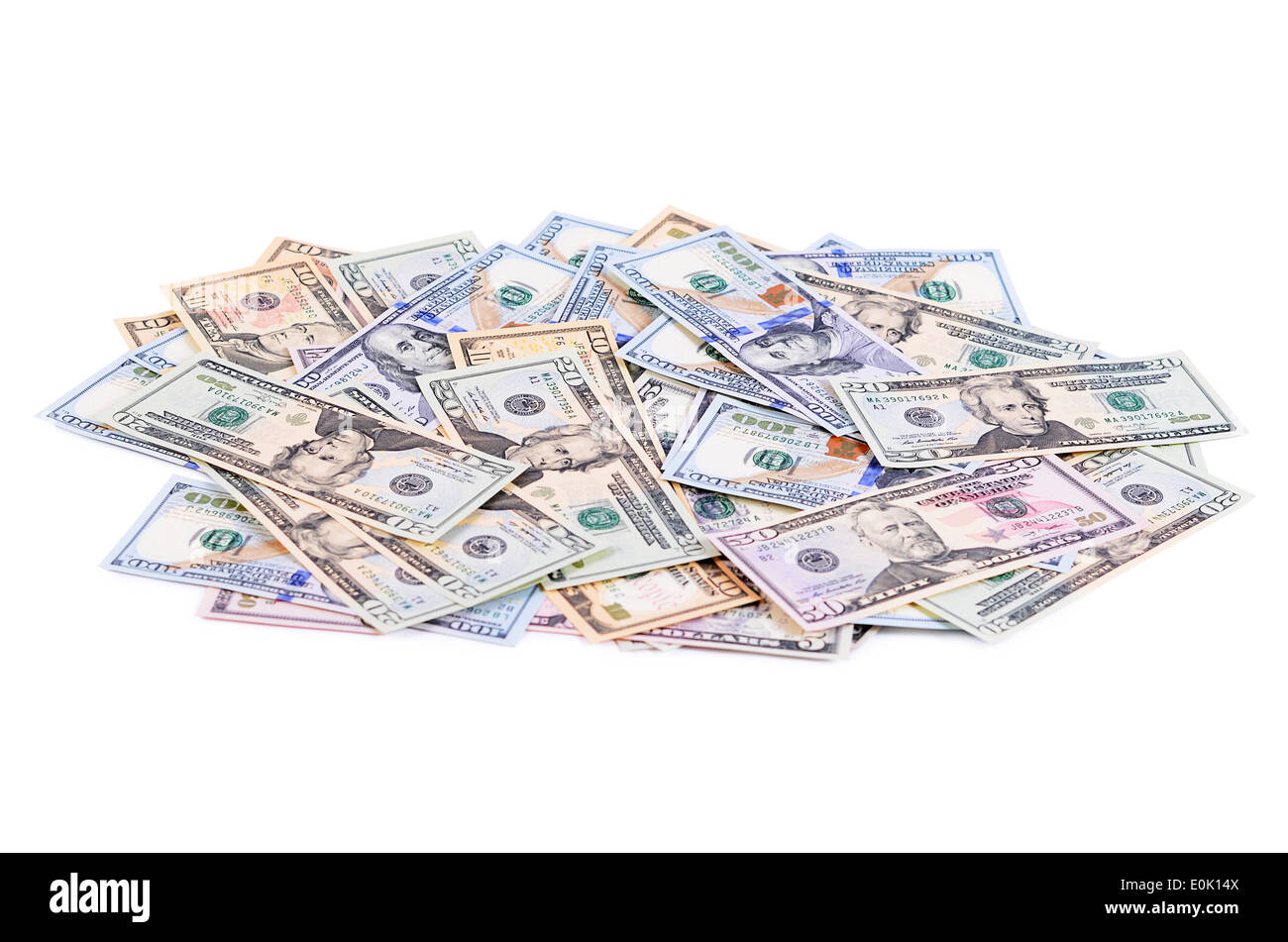 The dollar banknotes isolated on white background Stock Photo - Alamy