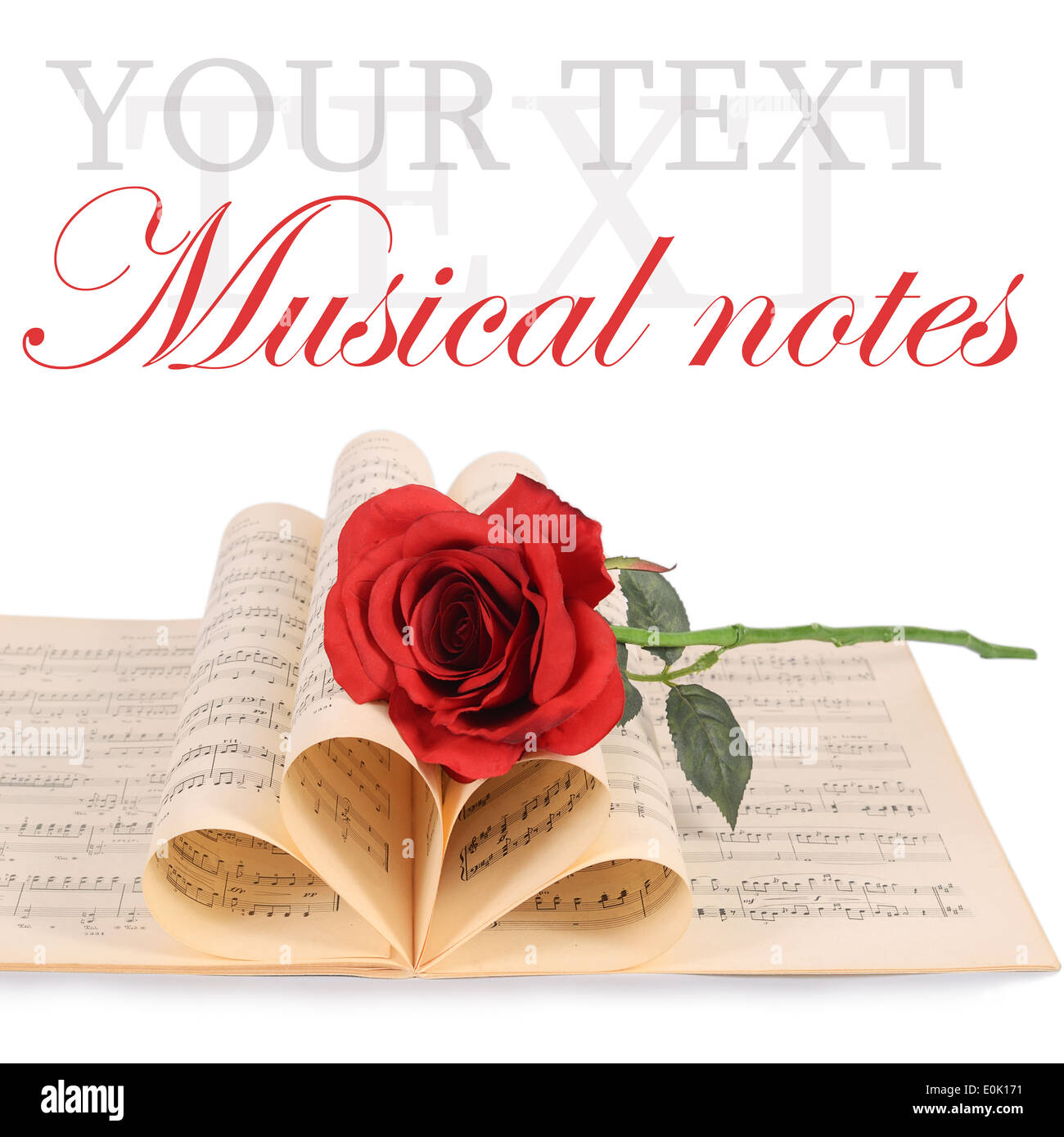 The rose on notebooks with musical notes Stock Photo - Alamy