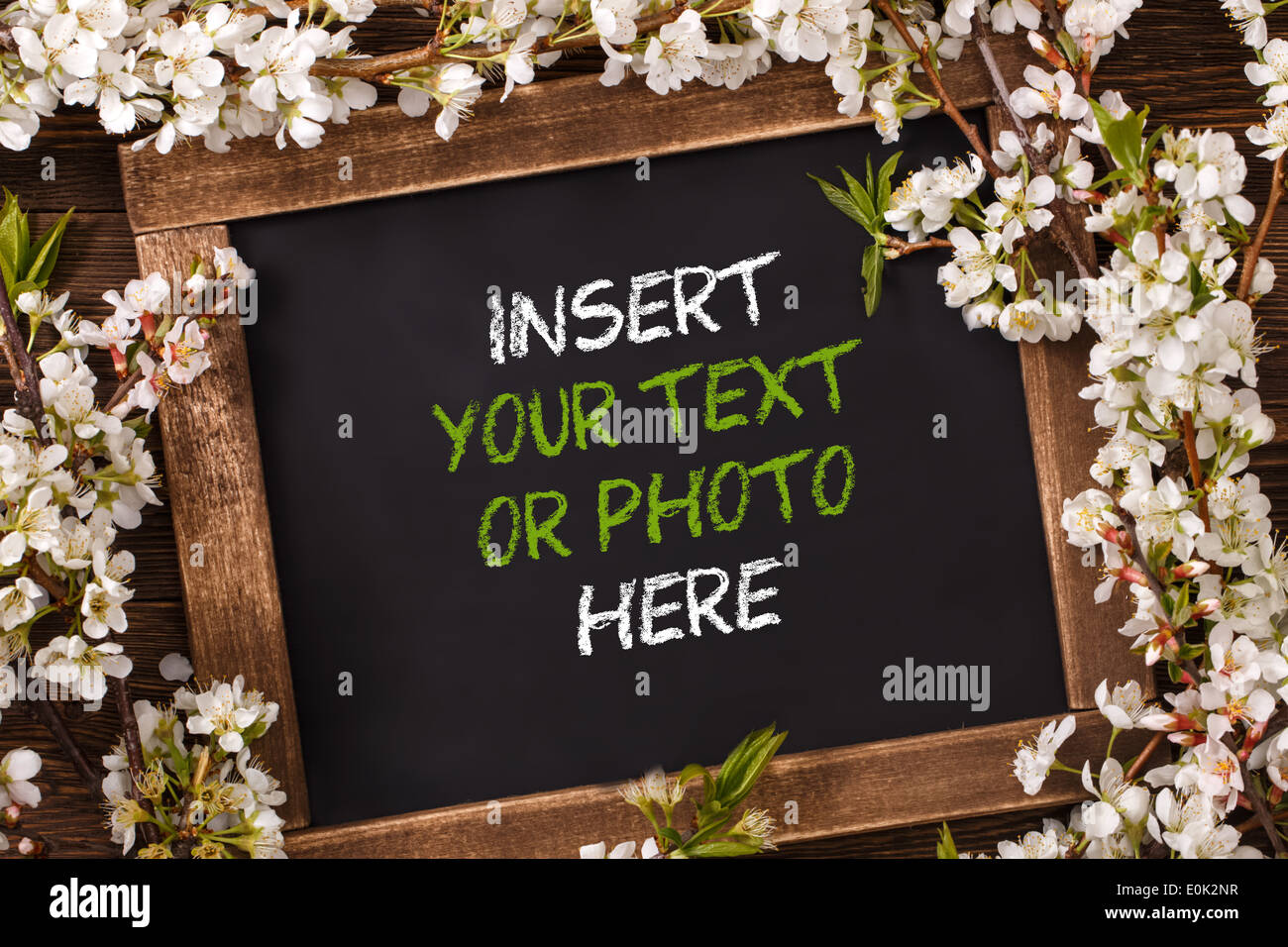 Old vintage school slate with flowers Stock Photo - Alamy