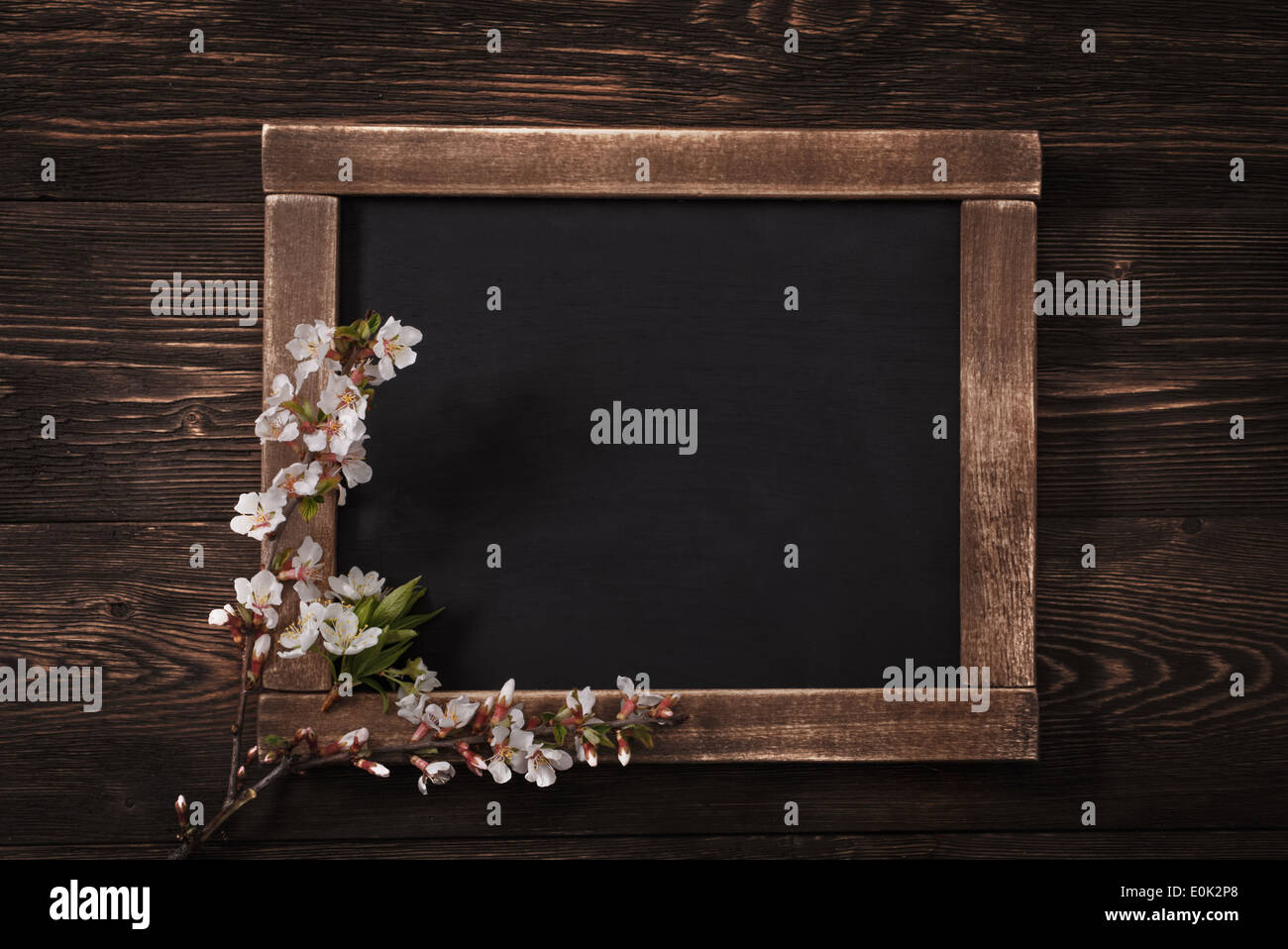 Old vintage school slate with flowers Stock Photo - Alamy