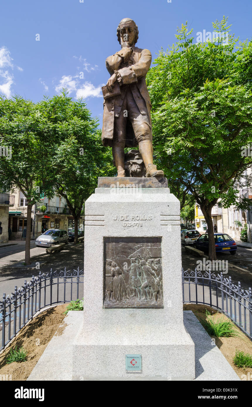 Statue of Jacques de Romas, a French Physicist in the town of Nerac ...