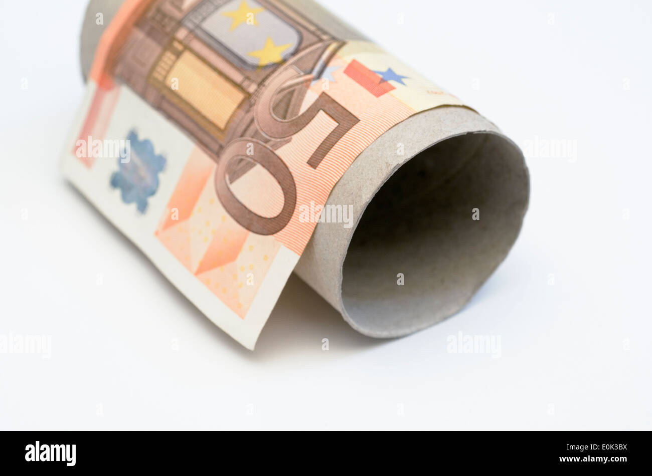 50 euro on toilet paper roll Stock Photo - Alamy