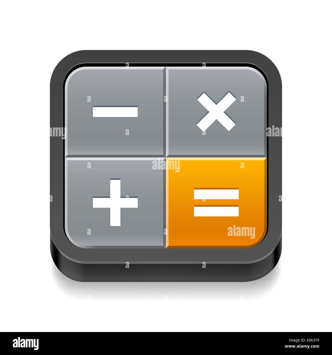 Calculator icon with four buttons on white background Stock Photo - Alamy