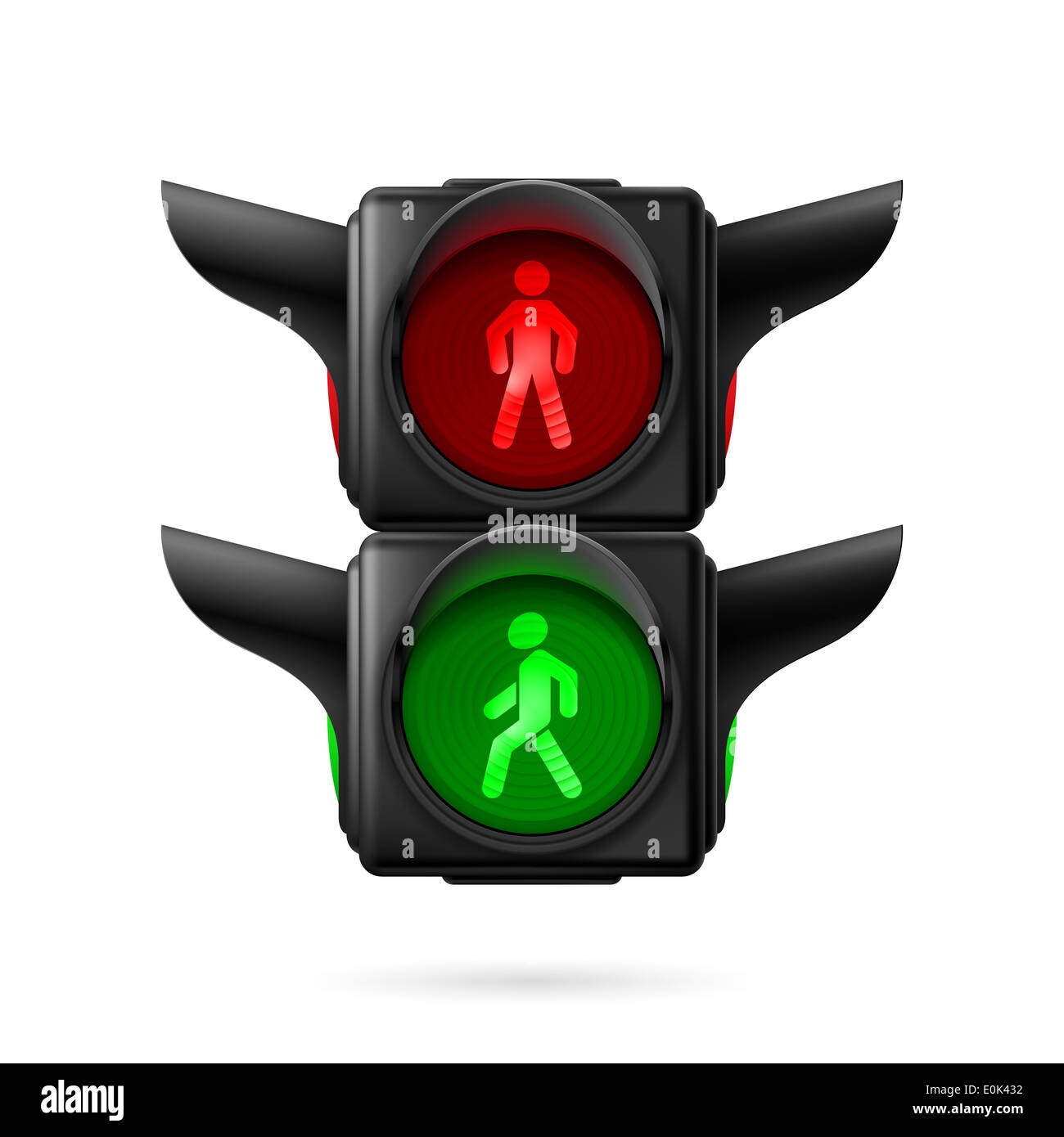 Realistic pedestrian traffic lights with red and green lamps on ...