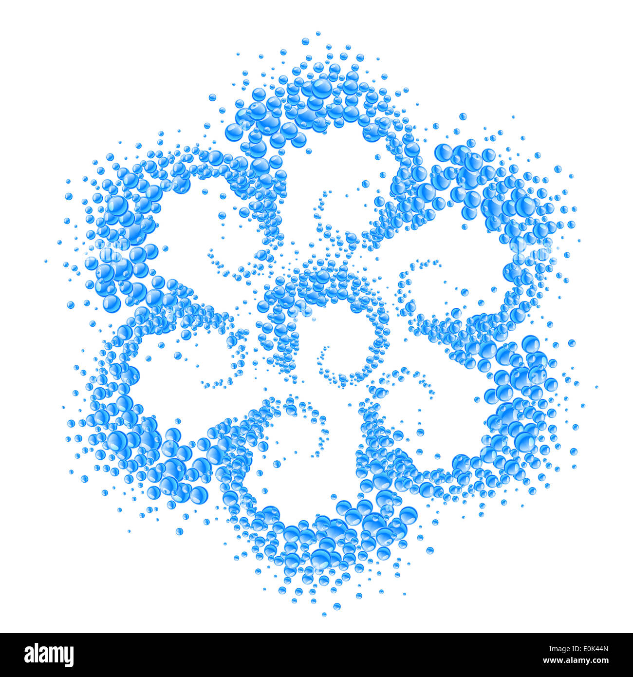 Abstract flower made of blue water bubbles on white background Stock ...