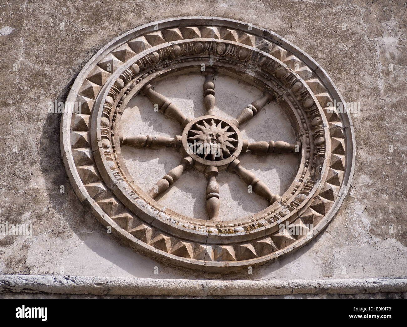 the rose window of Church of Santo Stefano in Ferentillo in Valnerina ...