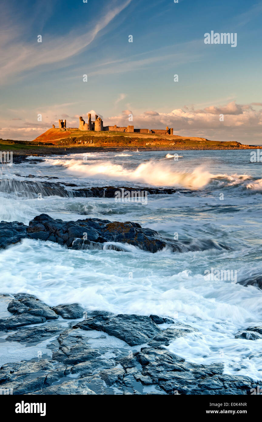 Dunstanburgh Castle viewed from the south, Near Craster, Northumberland ...
