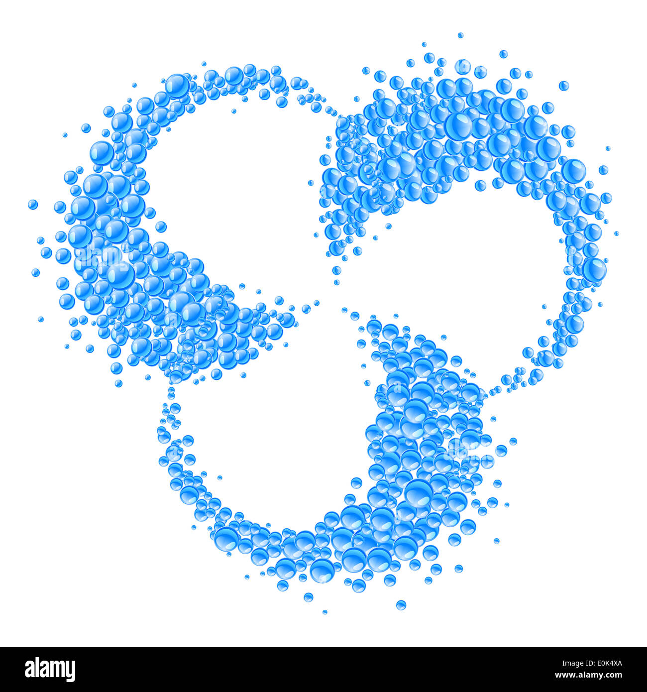 Abstract form made of blue water bubbles on white background Stock ...