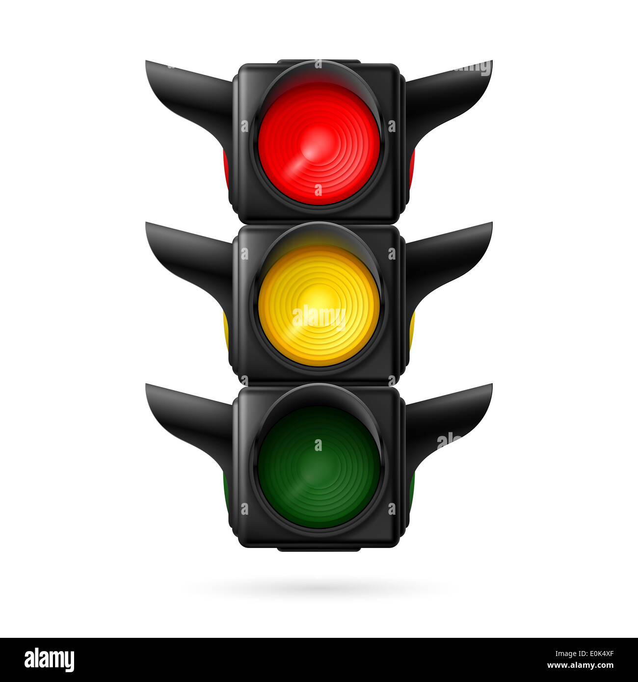 Realistic traffic lights with red and yellow lights on. Illustration on ...