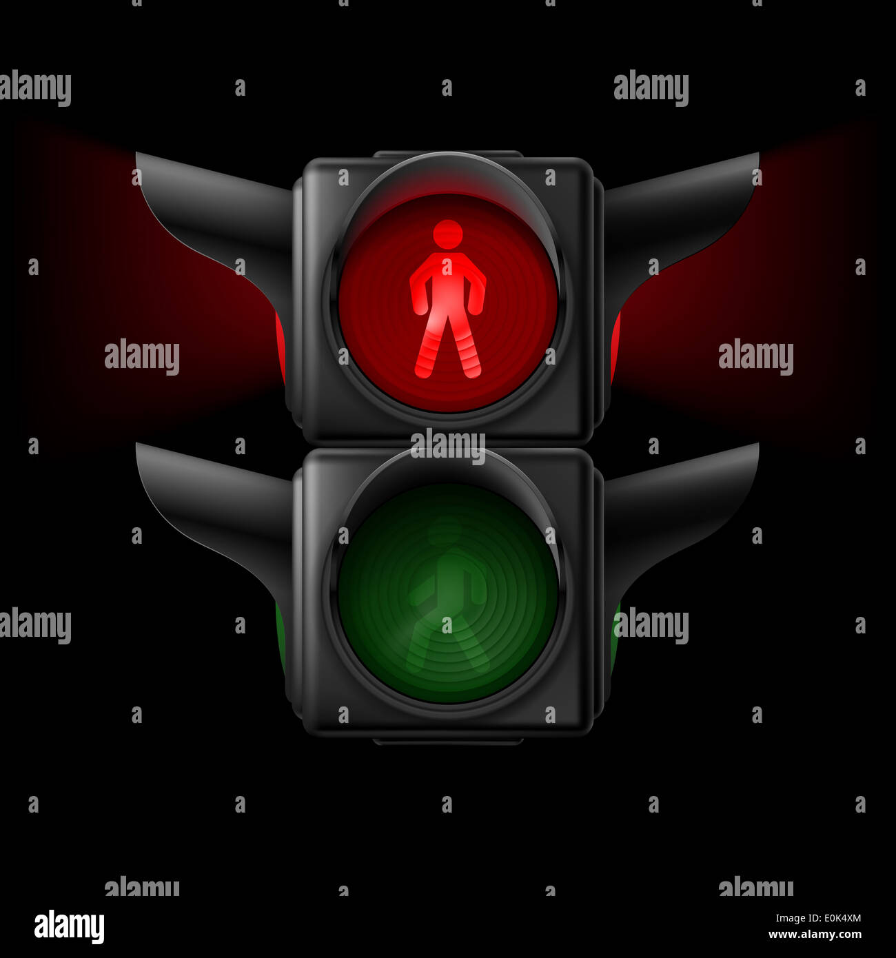 Realistic pedestrian traffic lights off. Illustration on black ...