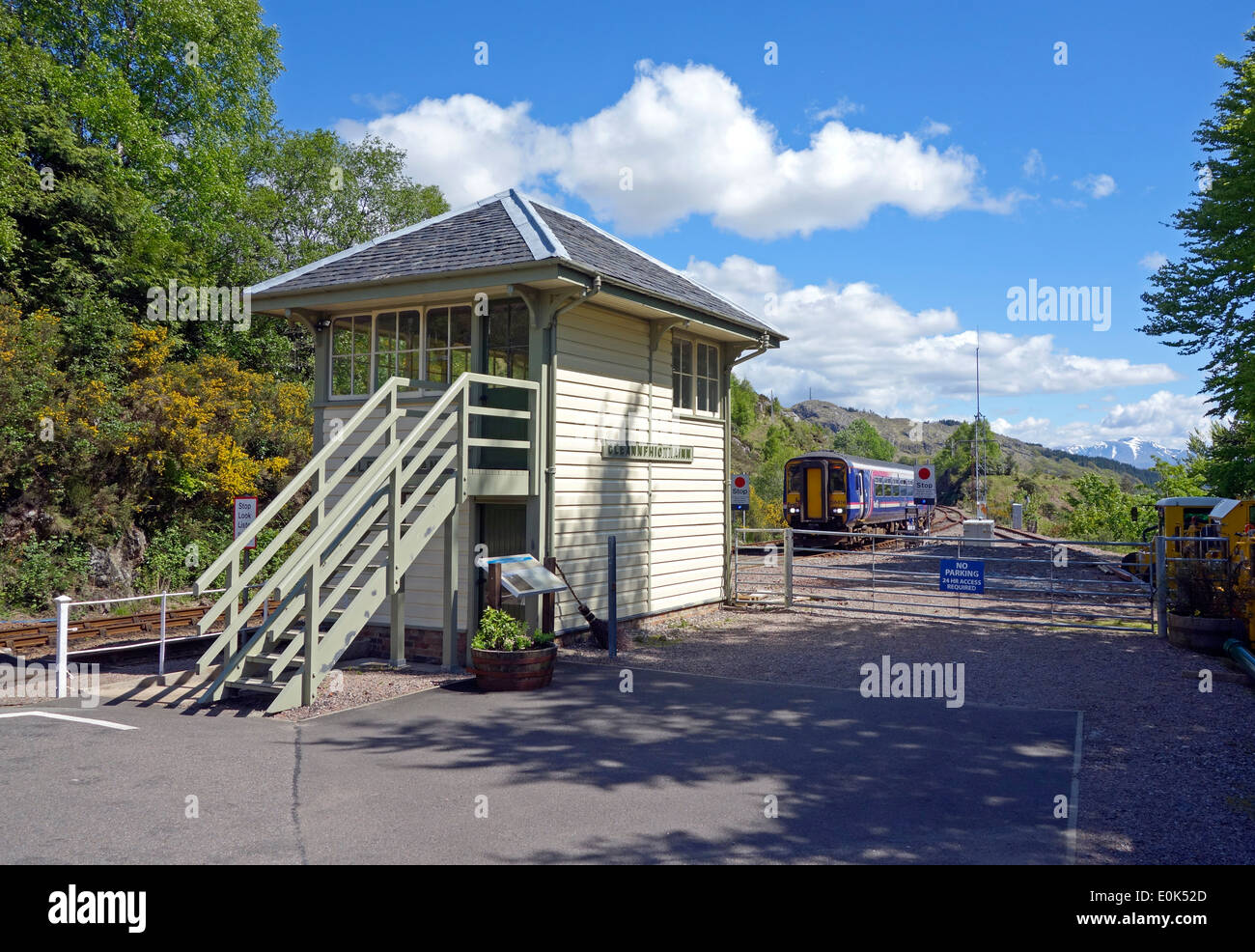 The restored signal box at Glenfinnan station near Fort William ...