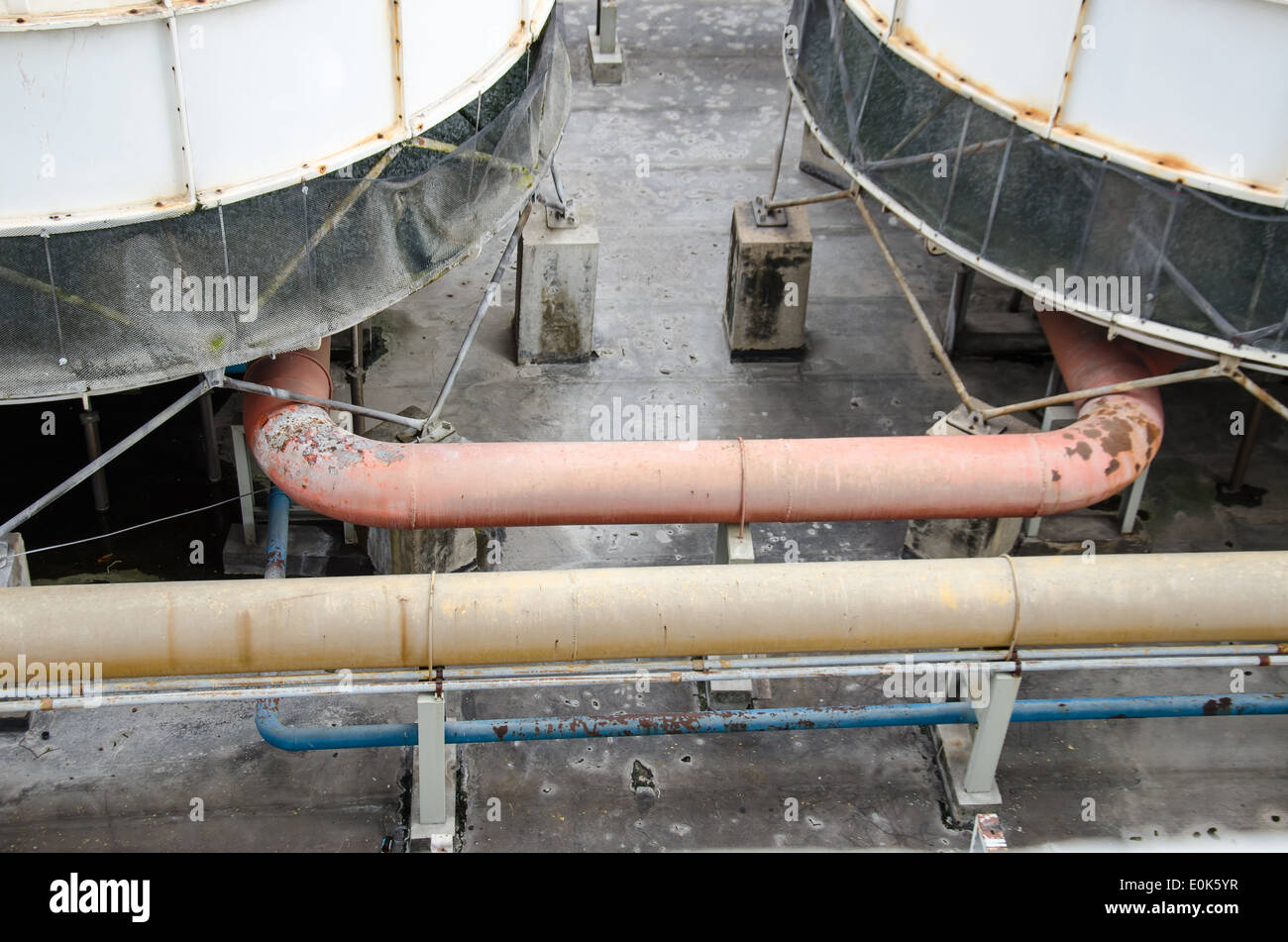 old pipe and old compressor for air condition Stock Photo - Alamy