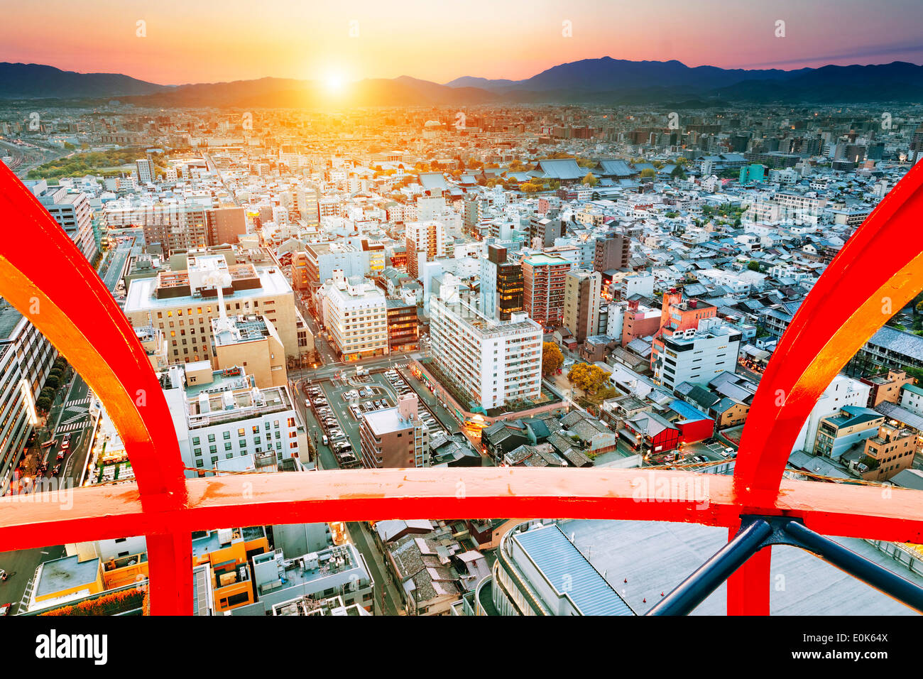Sunset over Kyoto City in Japan, view from Kyoto Tower Stock Photo - Alamy