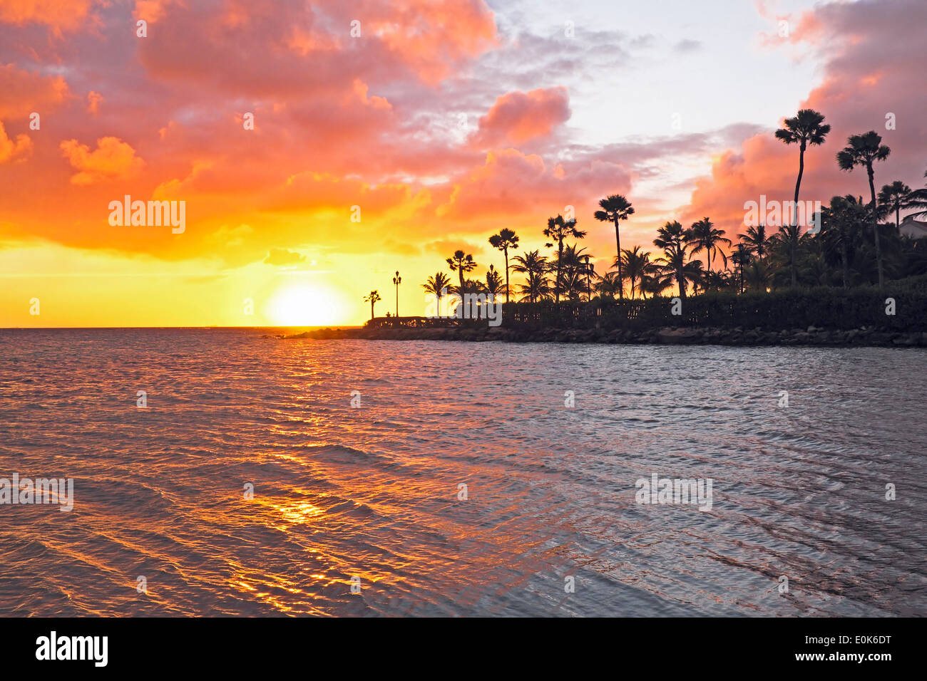 Sunset at the beach on Aruba Stock Photo - Alamy