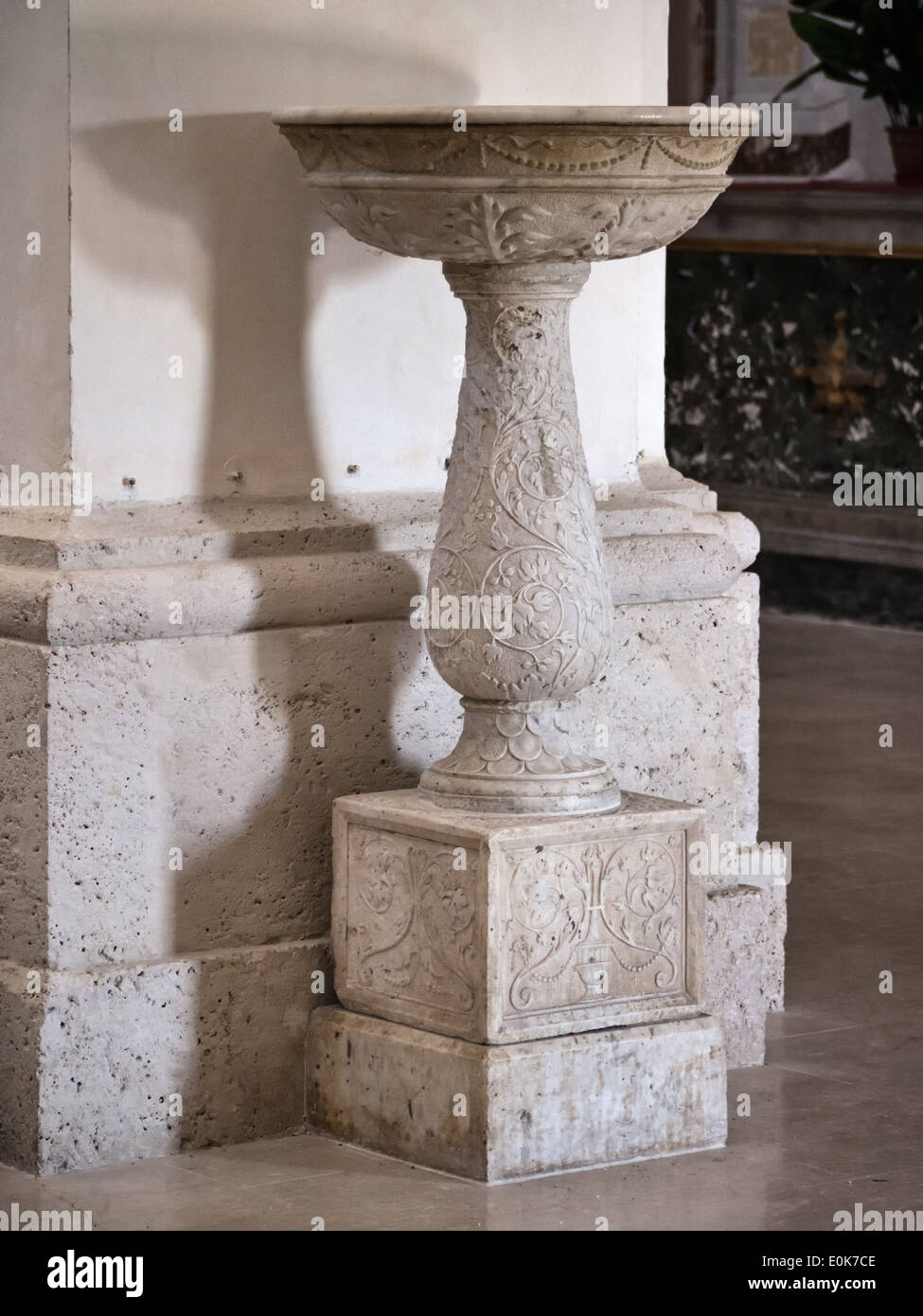 baptismal font in the Romanesque church of San Pietro in Spoleto ...
