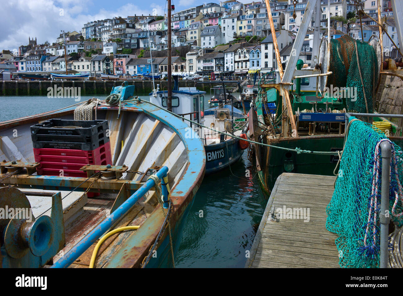 Fishing boats in Brixham Harbour, Devon Stock Photo - Alamy