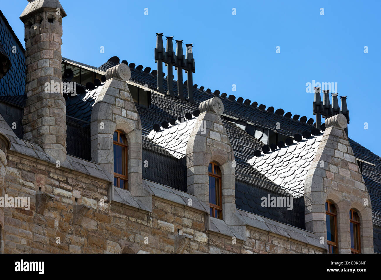 Rear view of Caja Espana savings bank in Casa Botines designed by ...