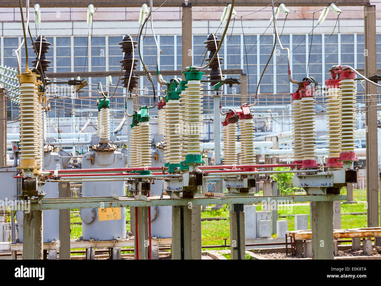High voltage electrical substation in spring sunny day Stock Photo - Alamy