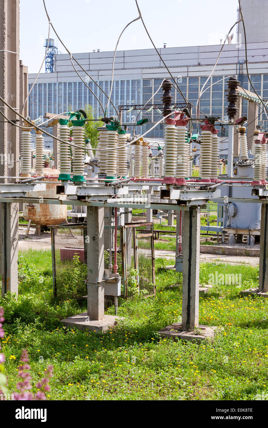 High voltage electrical substation in spring sunny day Stock Photo - Alamy