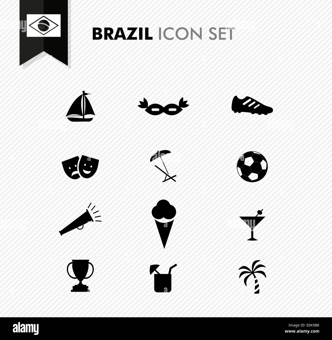 Brazil soccer champions and culture icons set. EPS10 vector organized ...