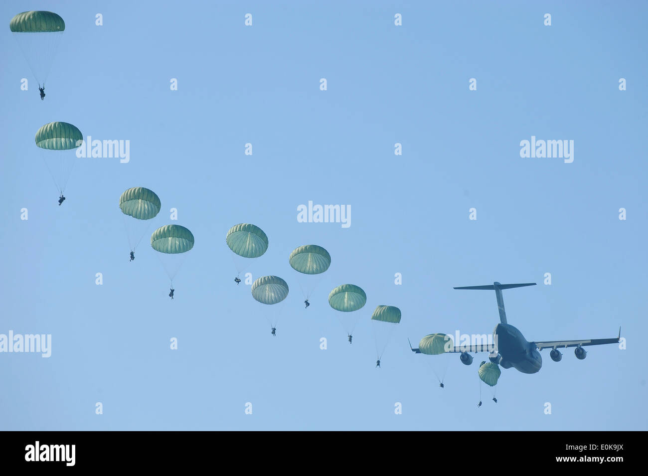 FORT BENNING, GA. – Army Rangers parachute from a U.S. Air Force C-17 ...