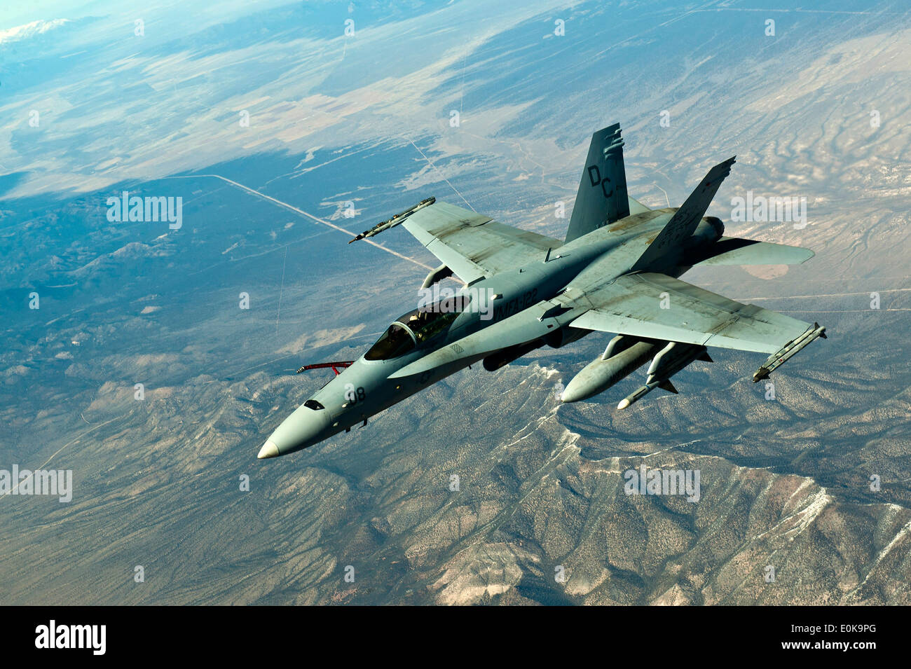 A F/A-18 Hornet, U.S. Marine Corps, flies in a training mission during ...