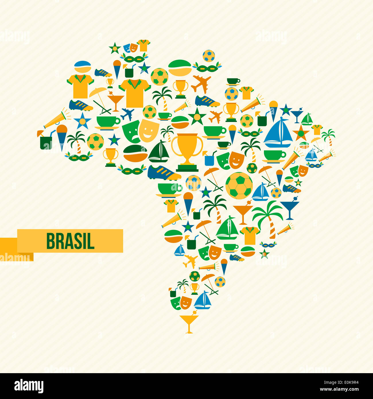 Soccer icons in Brazil map shape illustration. EPS10 vector organized ...