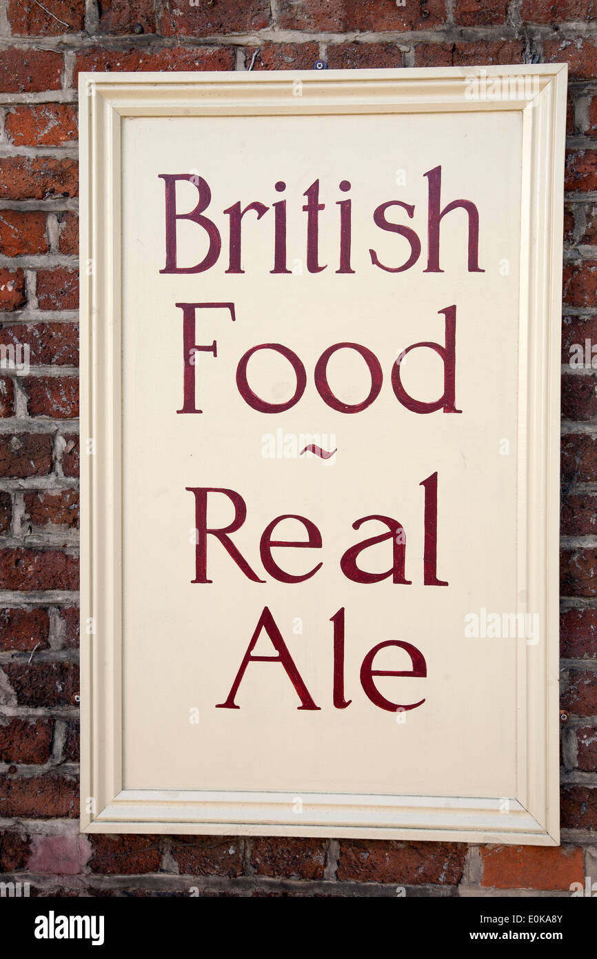 Food and Ale Beer Pub Sign against Red Brick Wall Stock Photo - Alamy