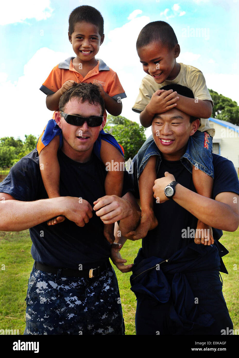 Petty Officer 2nd Class Tyler Todd, boatswain's mate, and Seaman Andrew ...