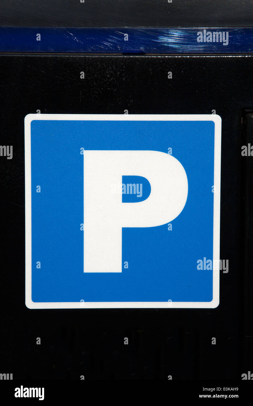 Blue Parking Sign against Black Background Stock Photo - Alamy