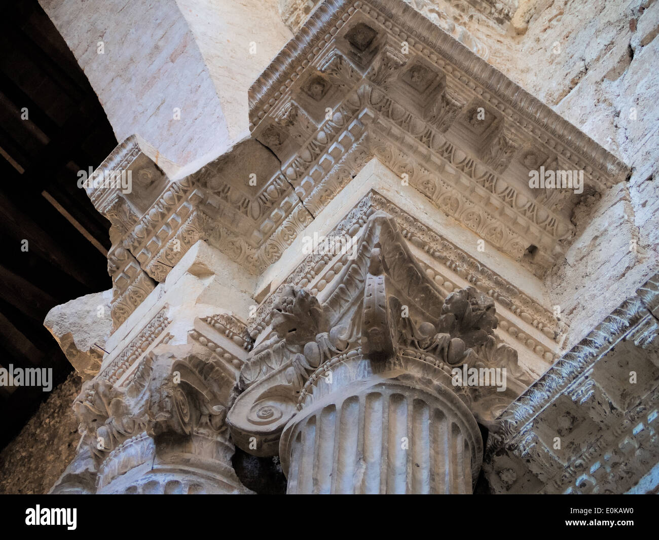 Romanesque church of San Salvatore in Spoleto, Umbria, Italy; interior ...