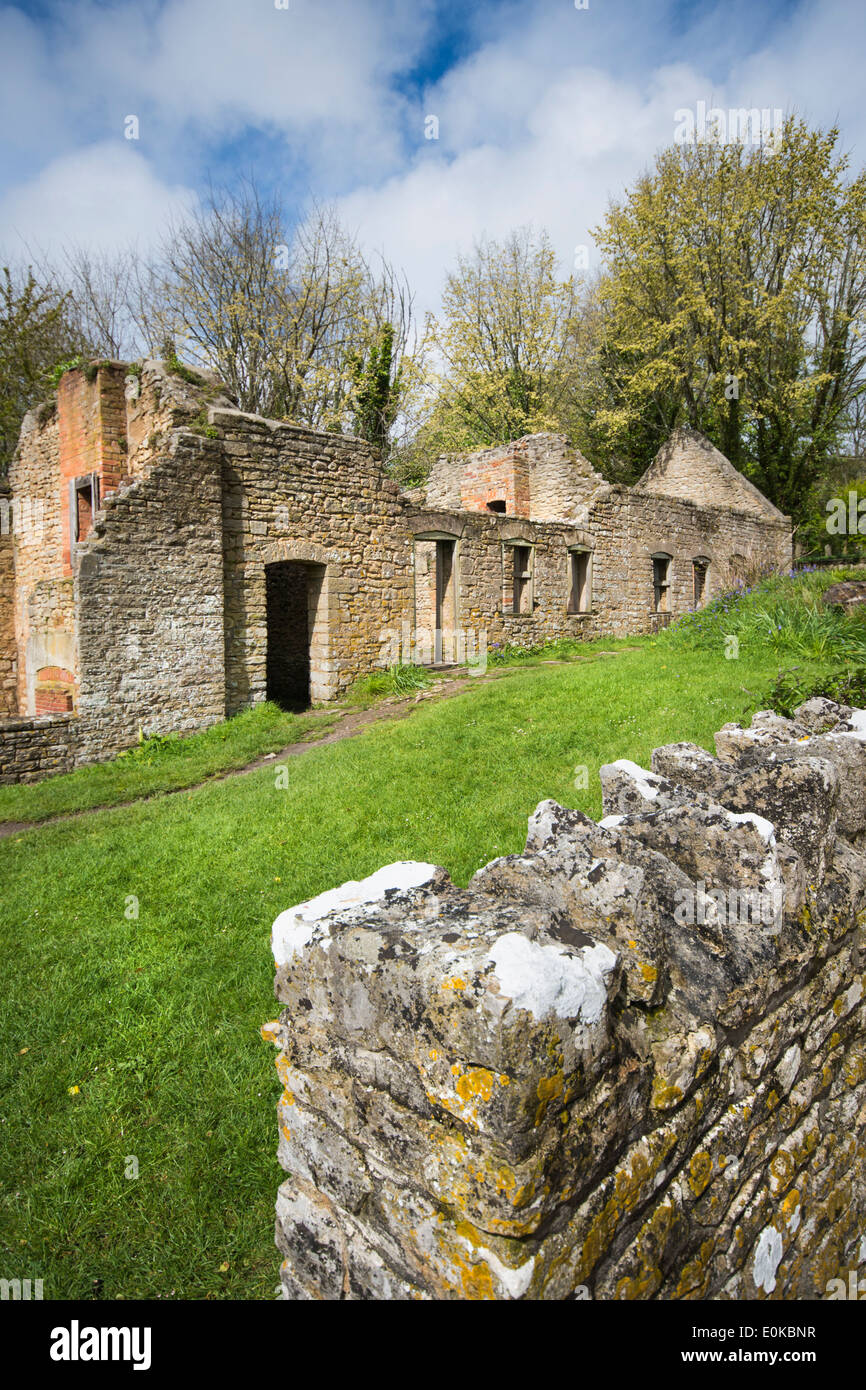 Ruined buildings in the abandoned village of Tyneham in Dorset, England ...