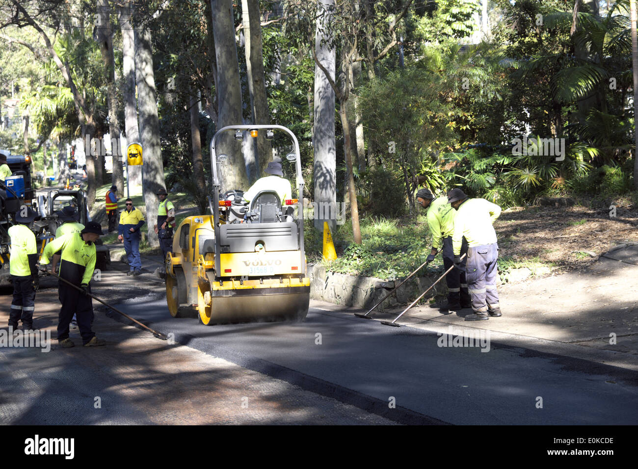 road resurfacing works in progress in a street in sydney,australia ...