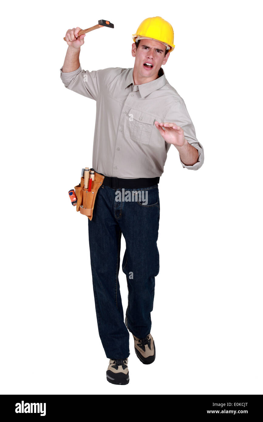Mason lifting hammer Stock Photo - Alamy